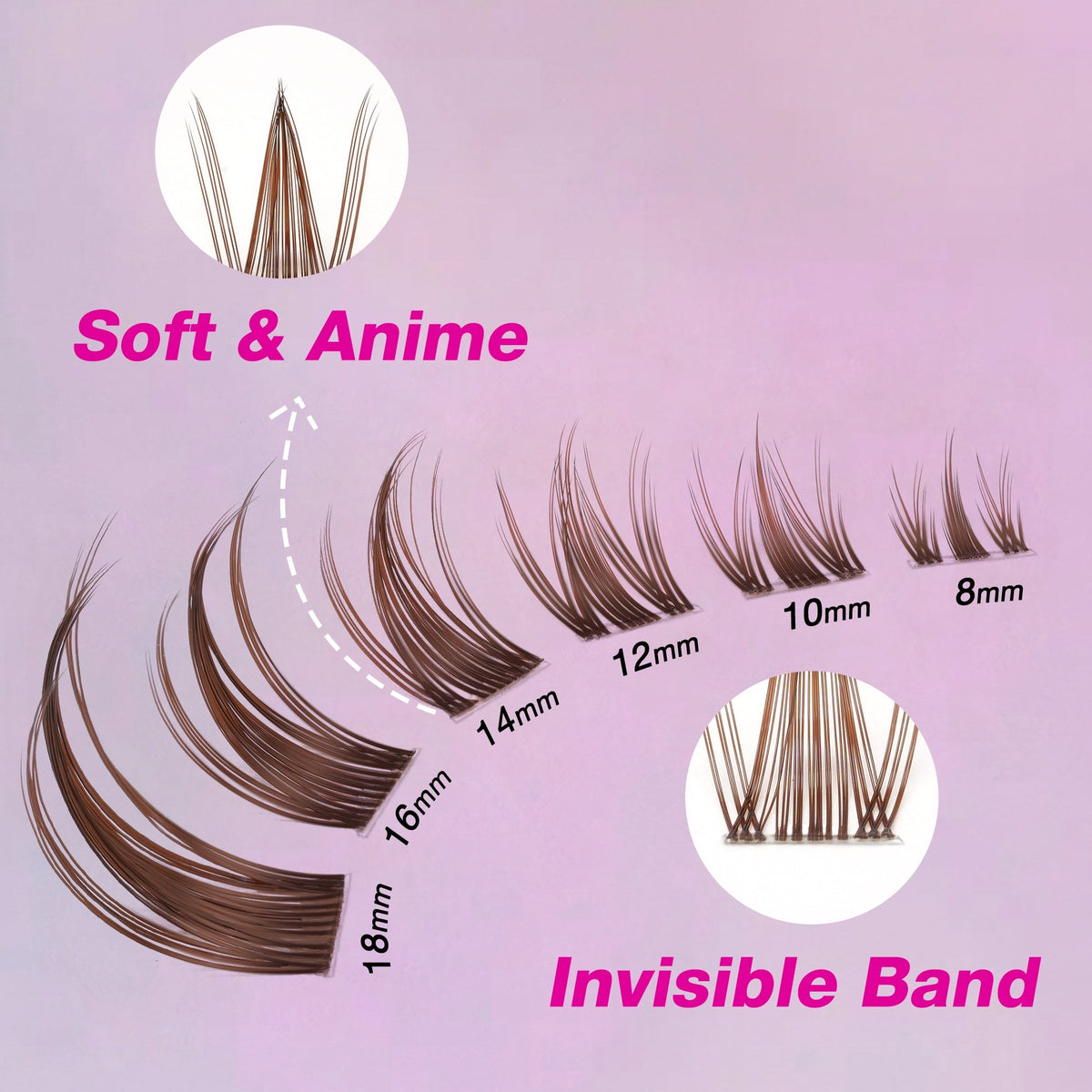 VeyesBeauty Manga Brown Cluster Lashes | Soft Warm Anime Volume ...
